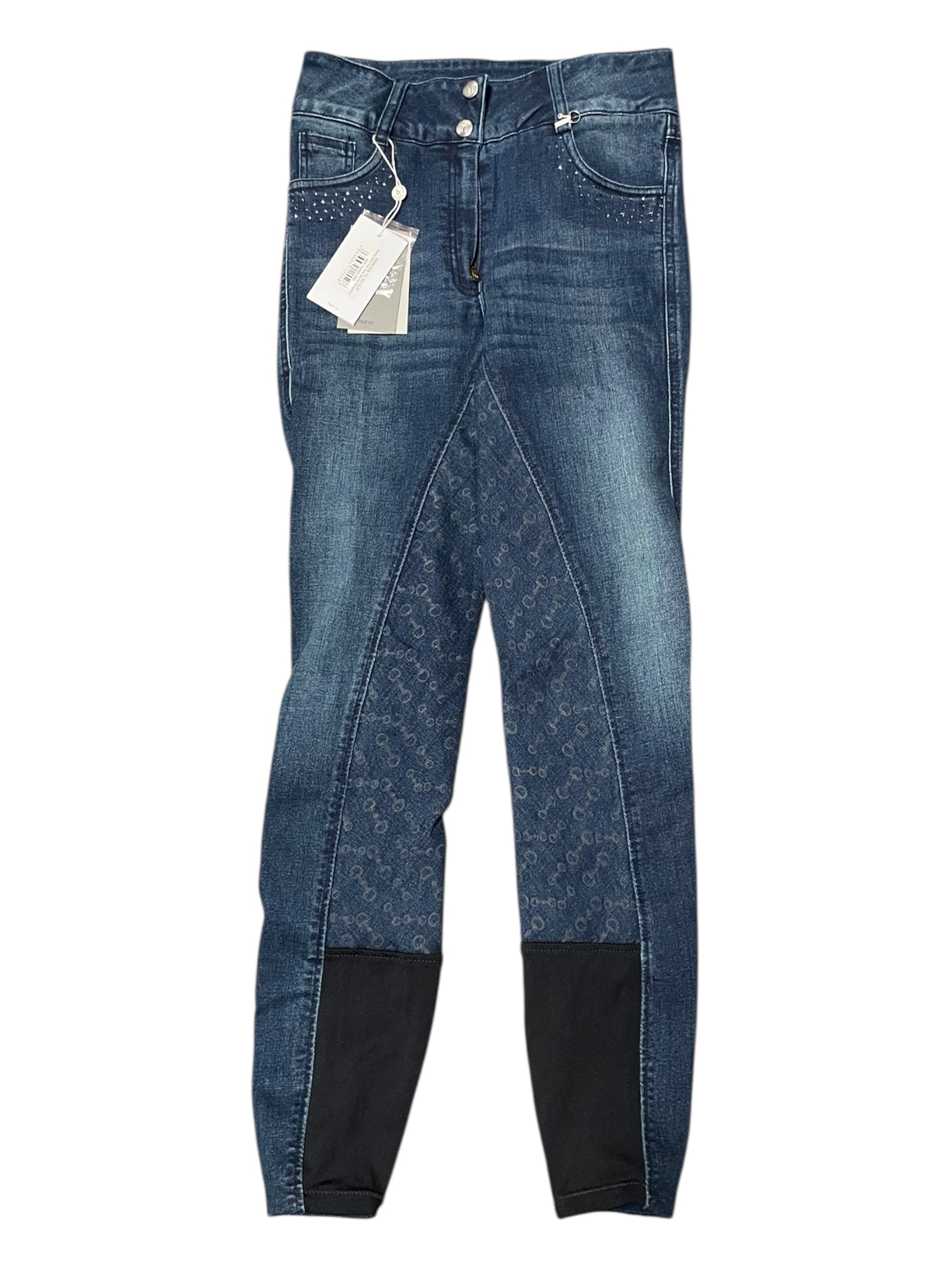Horze Kaia FS Denim Breech - Blue/Bling - 24 - USED – Equine Essentials